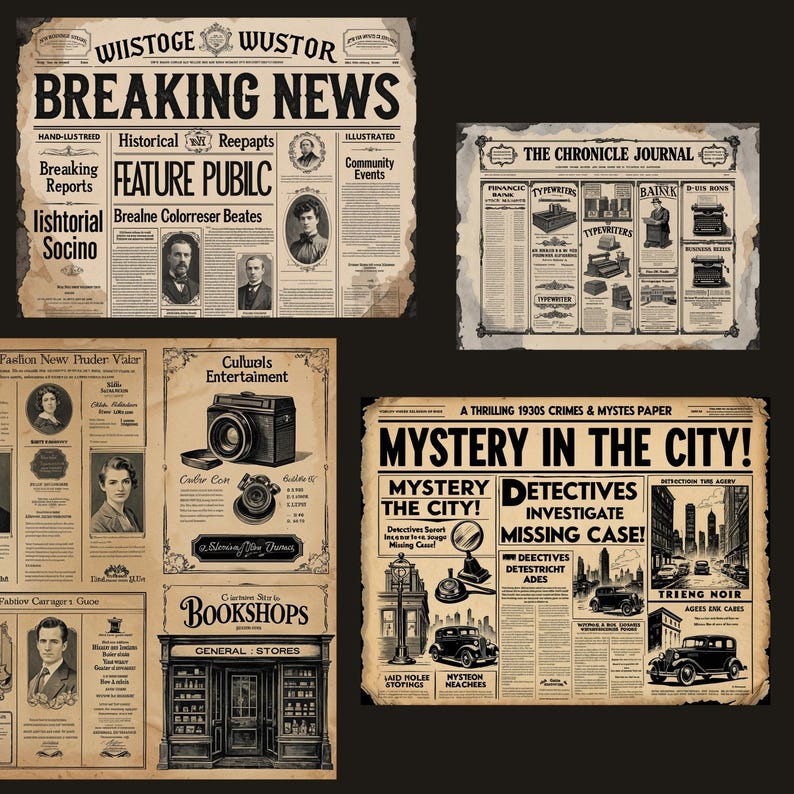 Vintage Newspaper Ephemera: Retro Ads, Headlines (digital Download) - Etsy