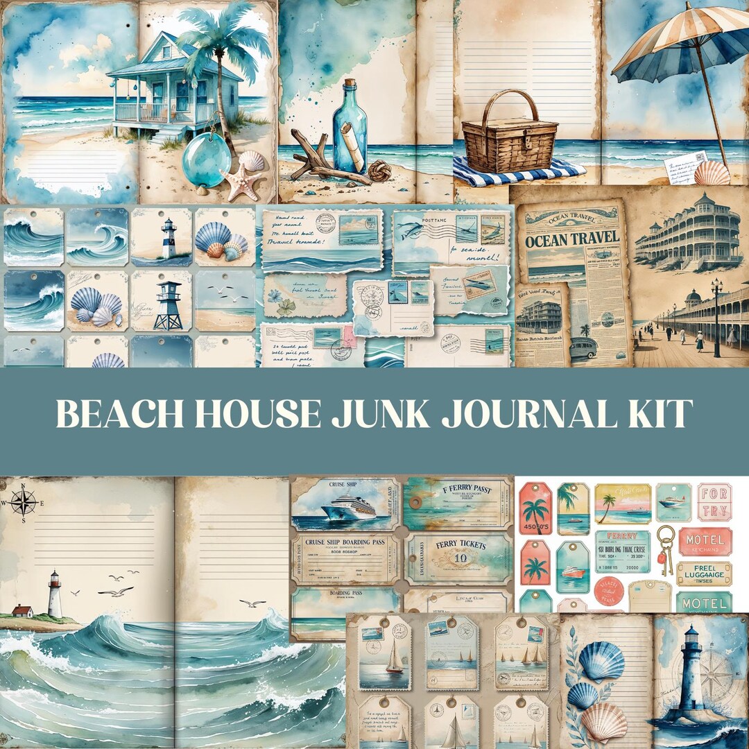 Beach House Junk Journal Kit, Seaside Ephemera (digital Download ...