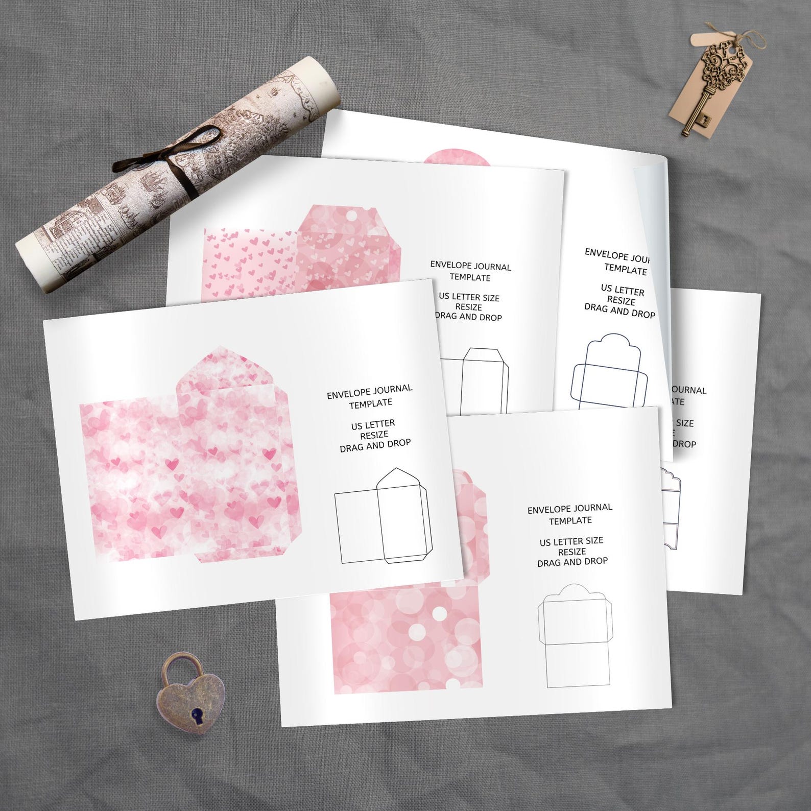 Valentine Heart Envelope Templates : 8 Love Envelopes Printable ...