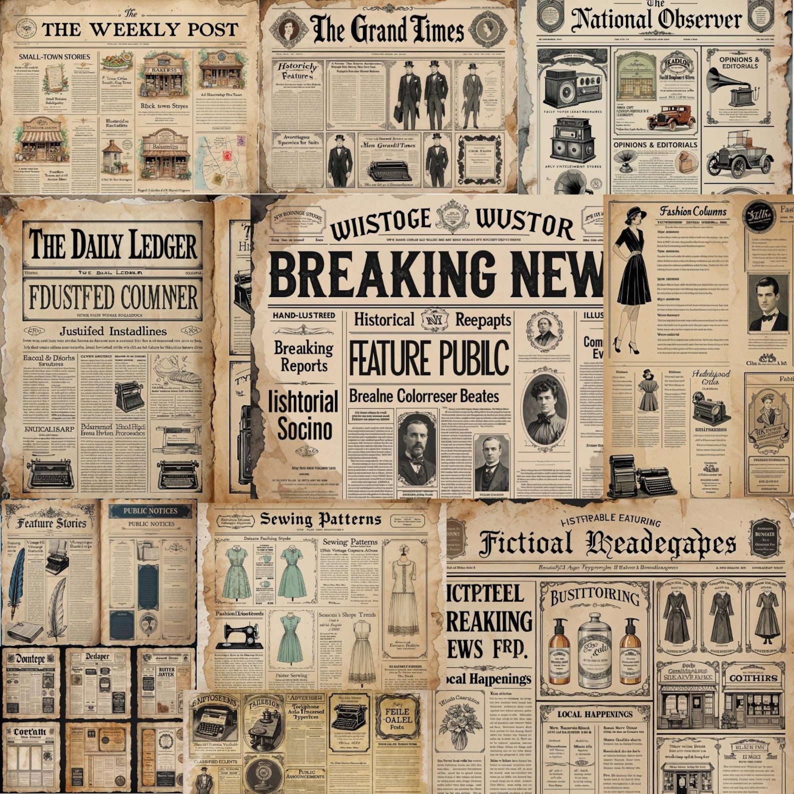 Vintage Newspaper Ephemera: Retro Ads, Headlines (digital Download) - Etsy