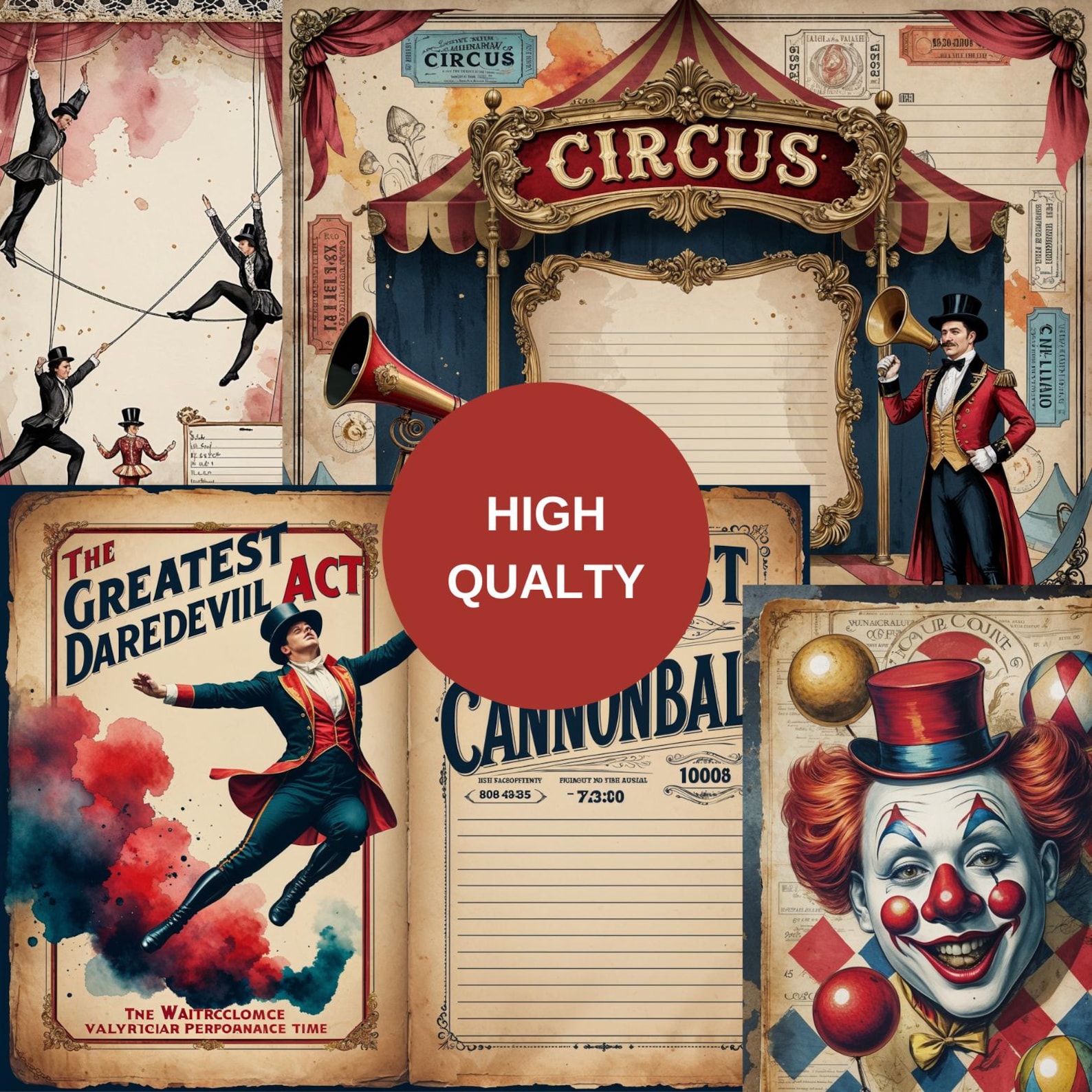 Vintage Circus Junk Journal Kit, Carnival Circus Scrapbook Ephemera ...