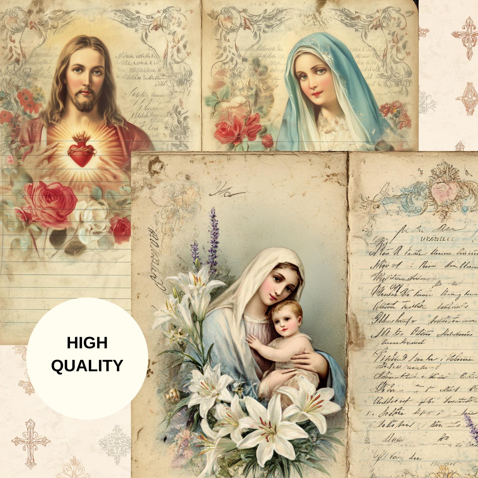 Vintage Religious Junk Journal Kit, Christian Scrapbook Ephemera Pages ...