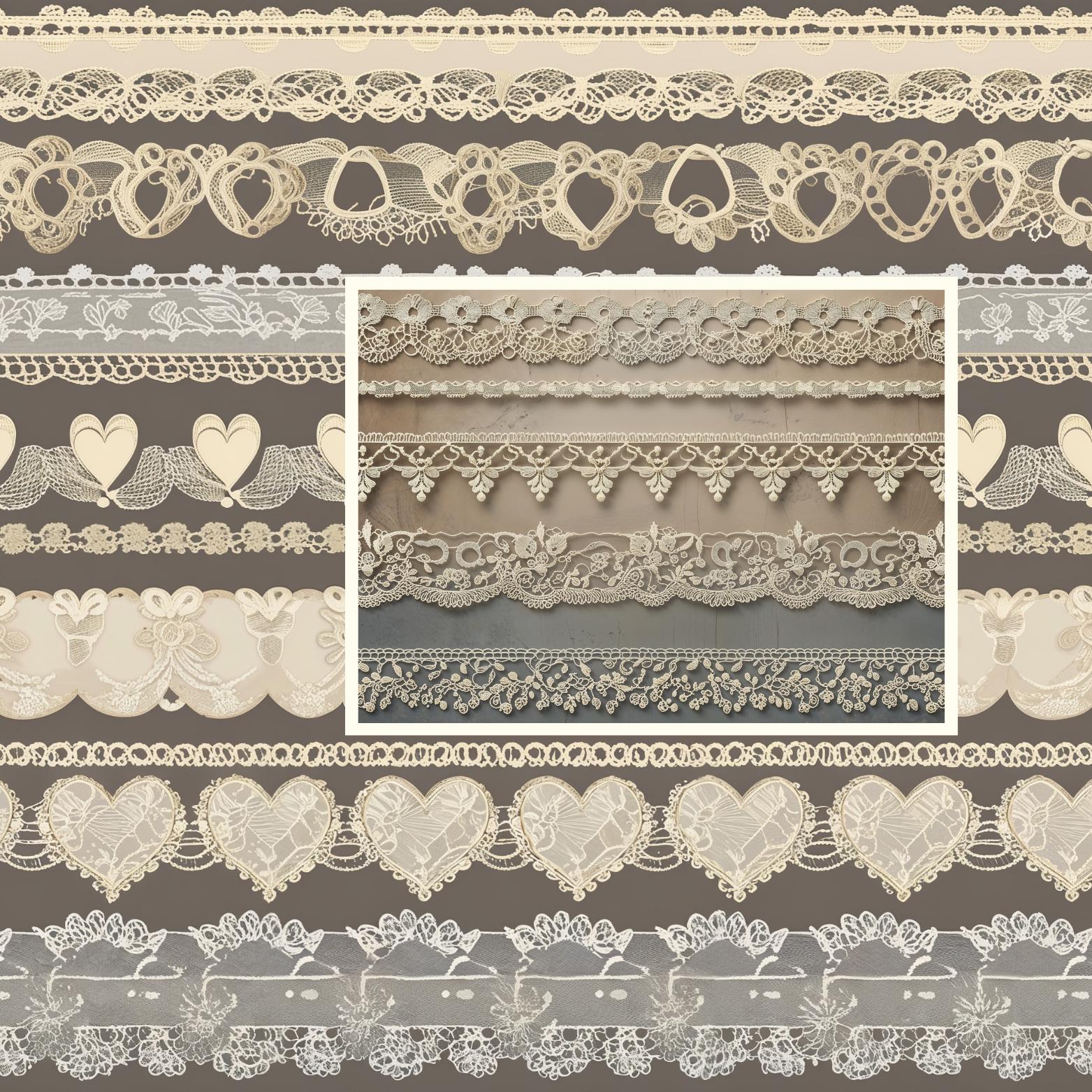 Vintage Lace Border Bundle, Lace Trim Fussy Cuts Victorian Lace Kit ...