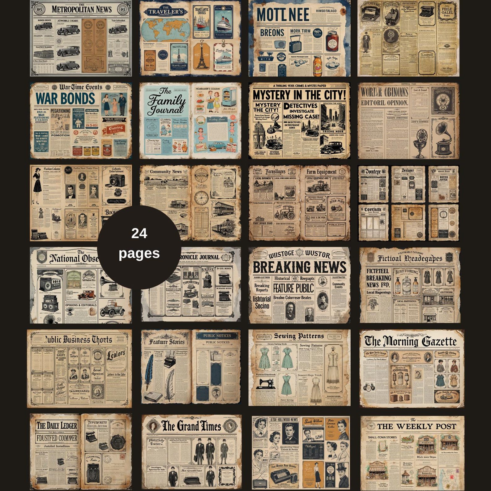 Vintage Newspaper Ephemera: Retro Ads, Headlines (digital Download) - Etsy