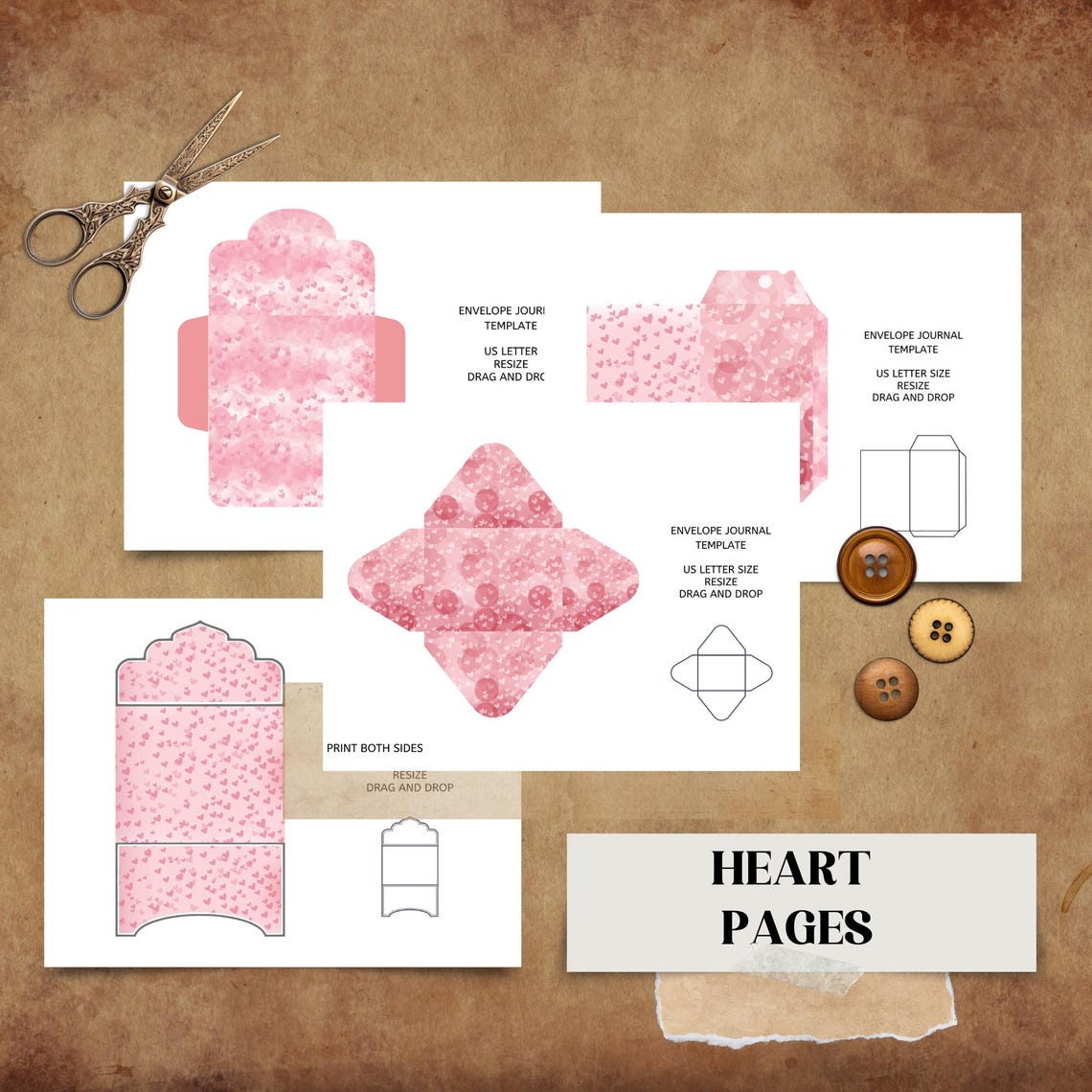 Valentine Heart Envelope Templates : 8 Love Envelopes Printable ...