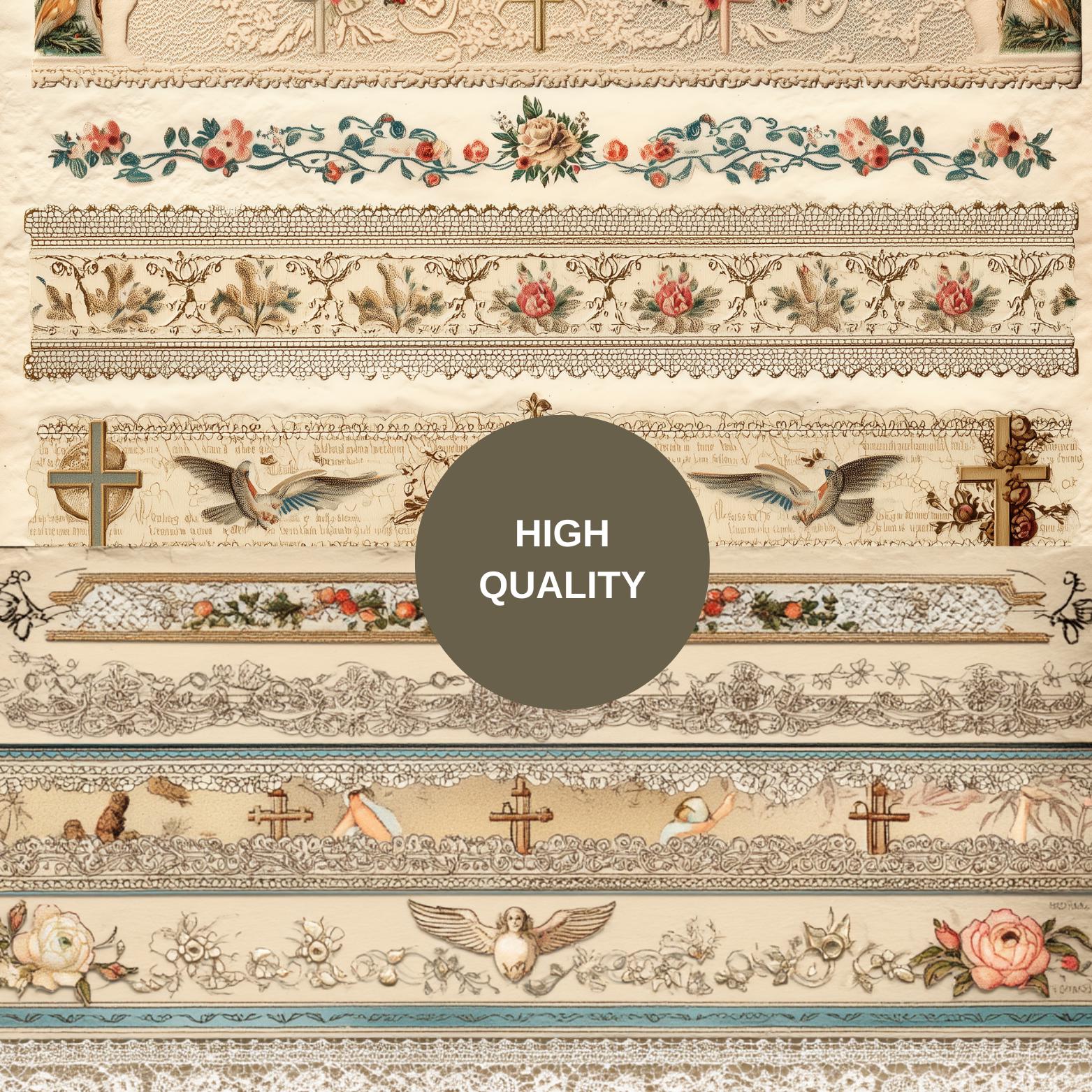 Vintage Religious Border Strips Ephemera,ornate Cuttable Strips, Floral ...