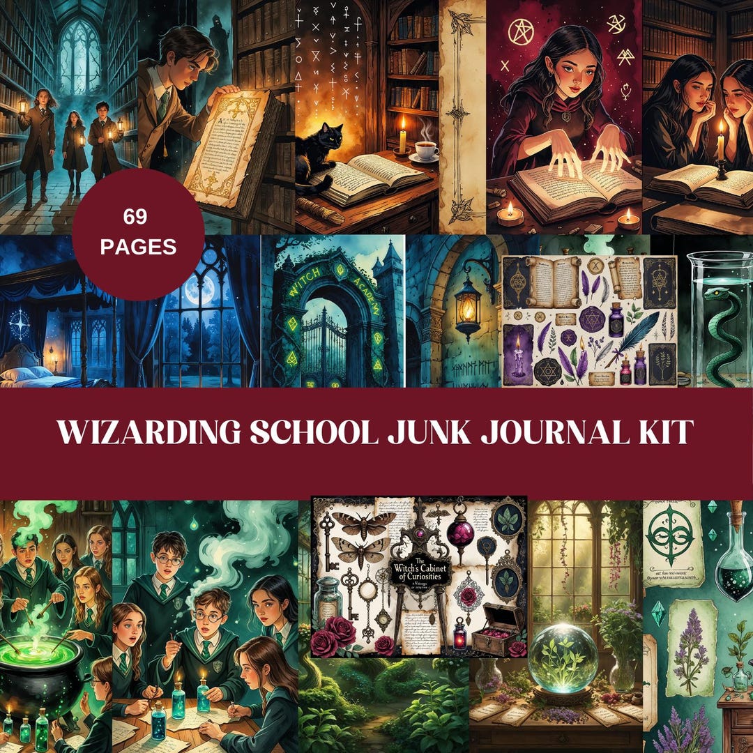 Wizarding School Junk Journal Kit, 69 Pages of Magic School Journal ...