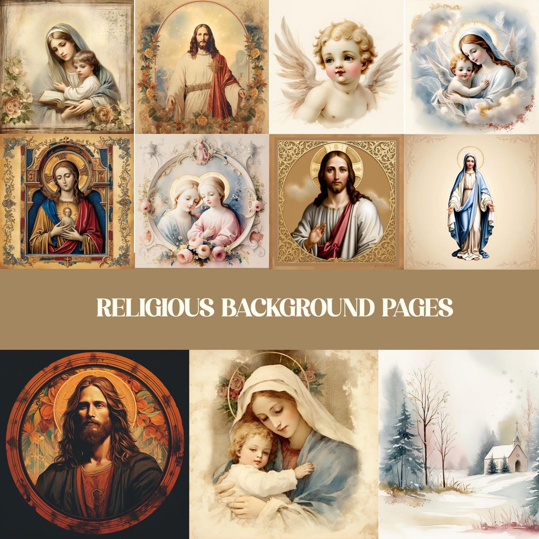 Sacred Christian Backgrounds 12x12 | Jesus Mary Cherub Art | Printable ...