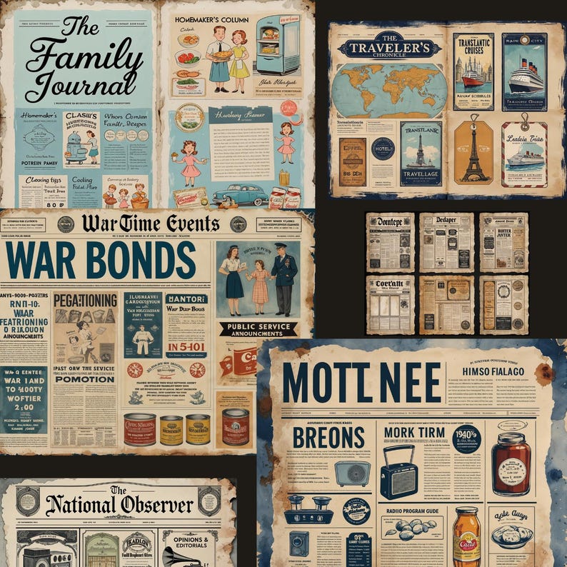 Vintage Newspaper Ephemera: Retro Ads, Headlines (digital Download) - Etsy