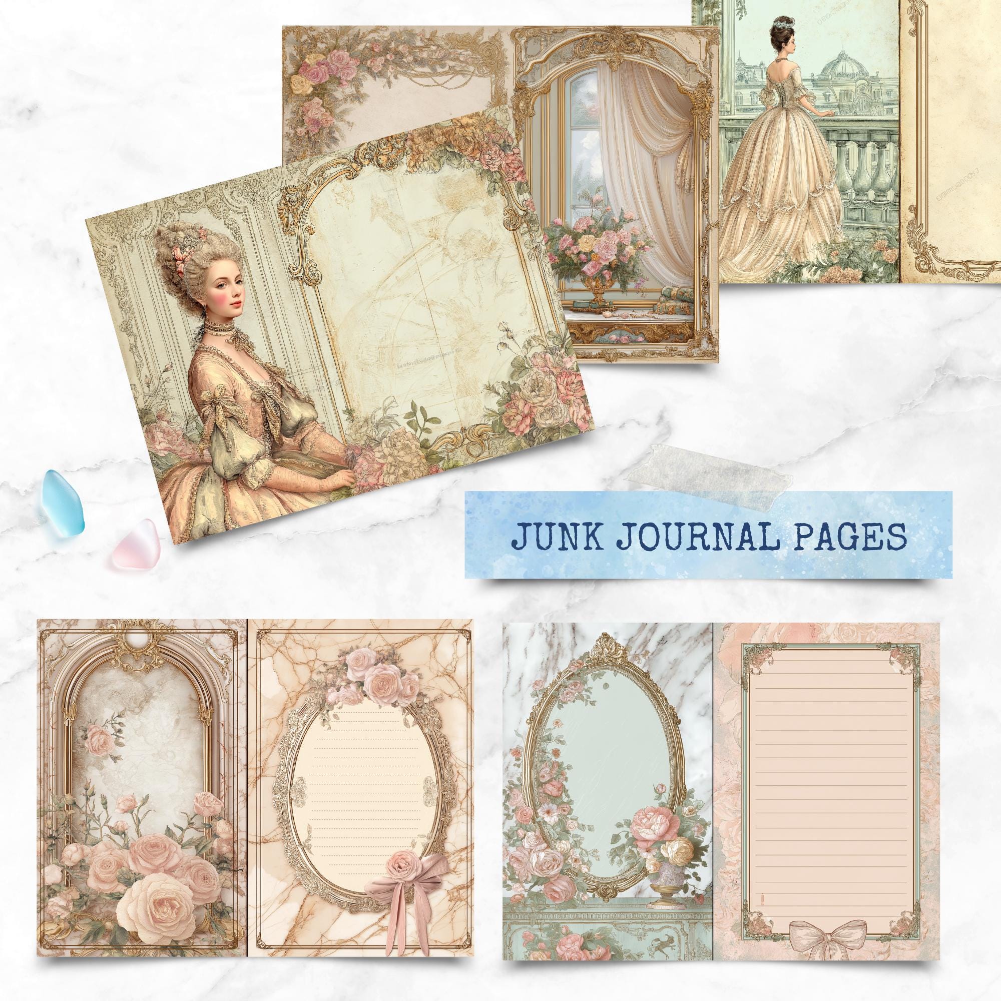 Royal Marie Antoinette Inspired Junk Journal Kit 299 PCS, Rococo ...