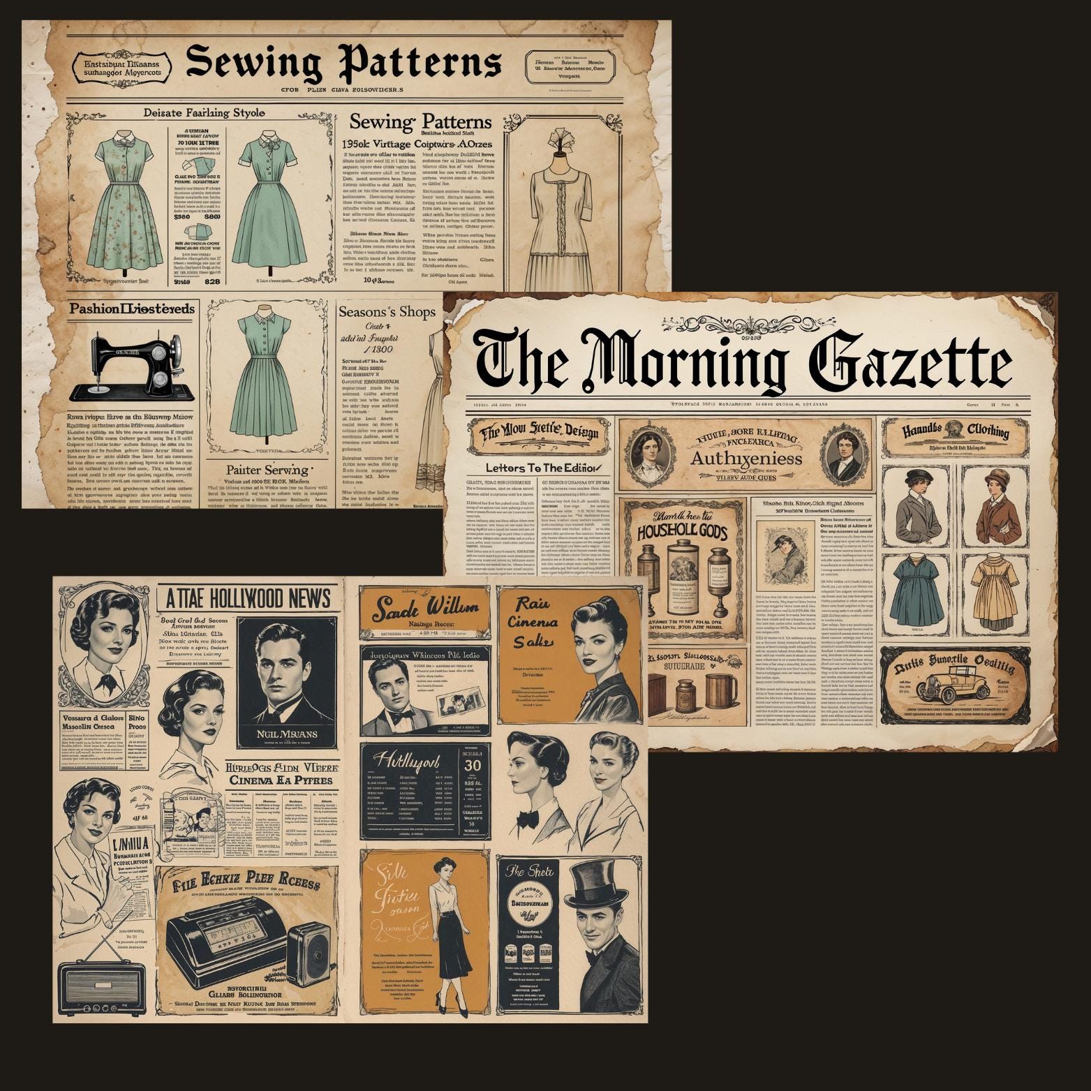 Vintage Newspaper Ephemera: Retro Ads, Headlines (digital Download) - Etsy