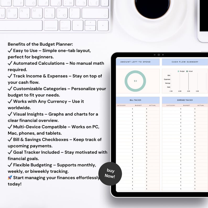 Budget Planner Spreadsheet, Personal Finance Tracker (excel & Google ...