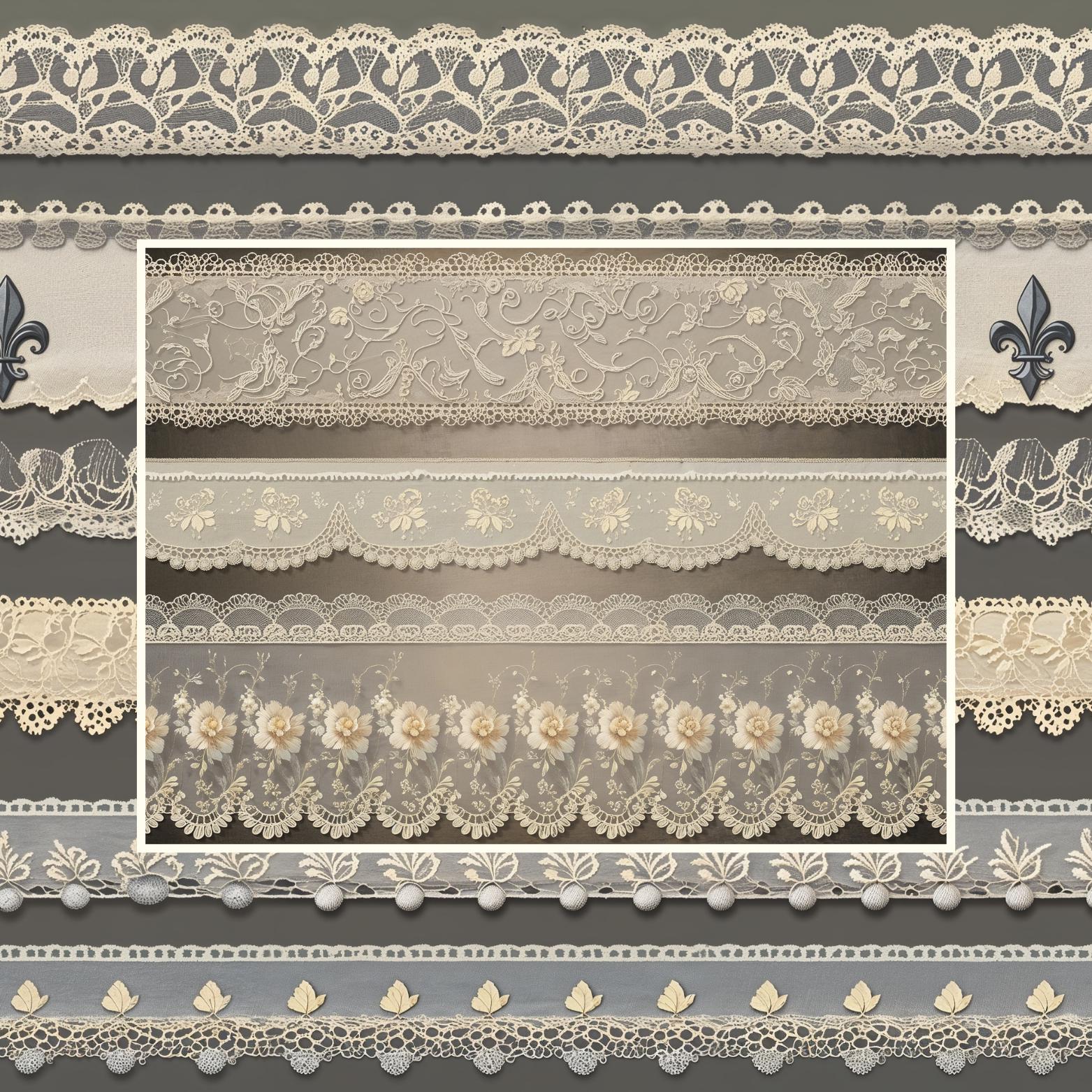 Vintage Lace Border Bundle, Lace Trim Fussy Cuts Victorian Lace Kit ...