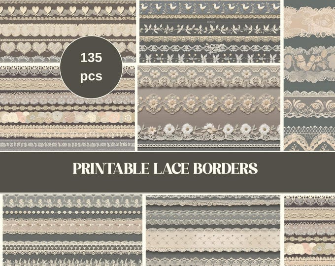 Vintage Lace Kit Clipart for Junk Journals, Lace Doilies Trims Digital ...