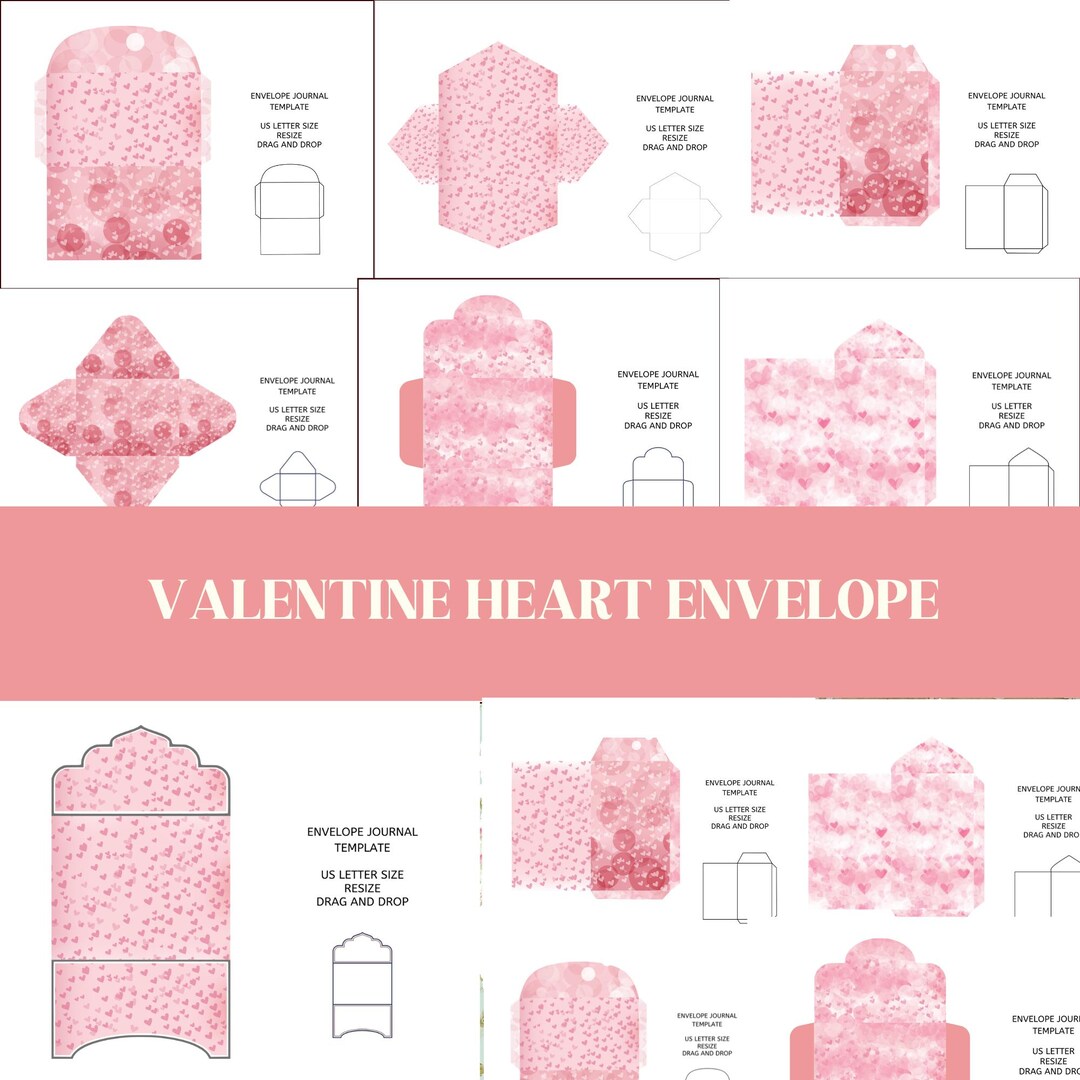 Valentine Heart Envelope Templates : 8 Love Envelopes Printable ...