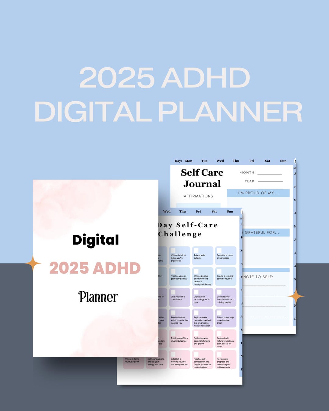 ADHD 2025 Digital Planner, Adhd-friendly Checklist, Budget & Meal Plan ...