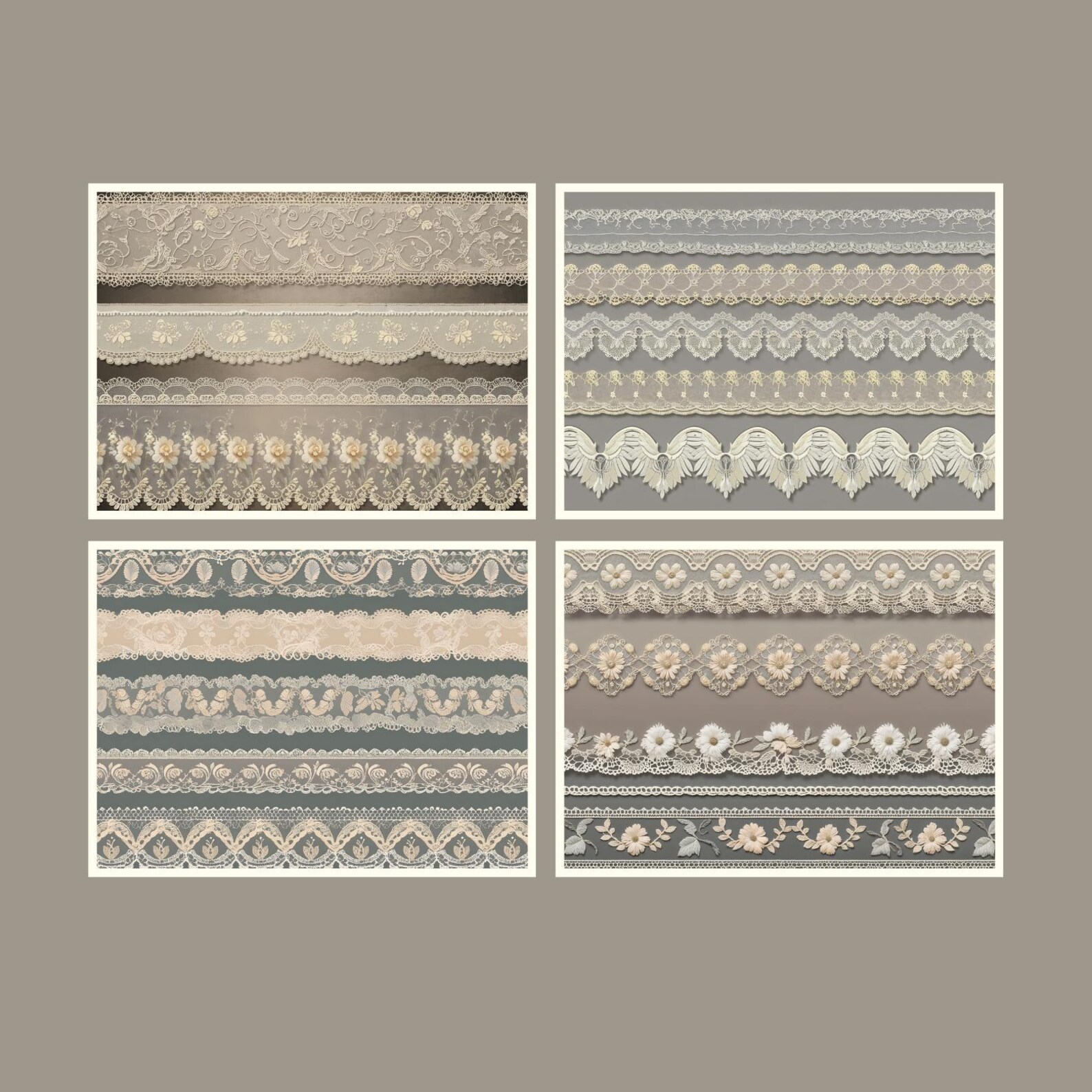 Vintage Lace Border Bundle, Lace Trim Fussy Cuts Victorian Lace Kit ...