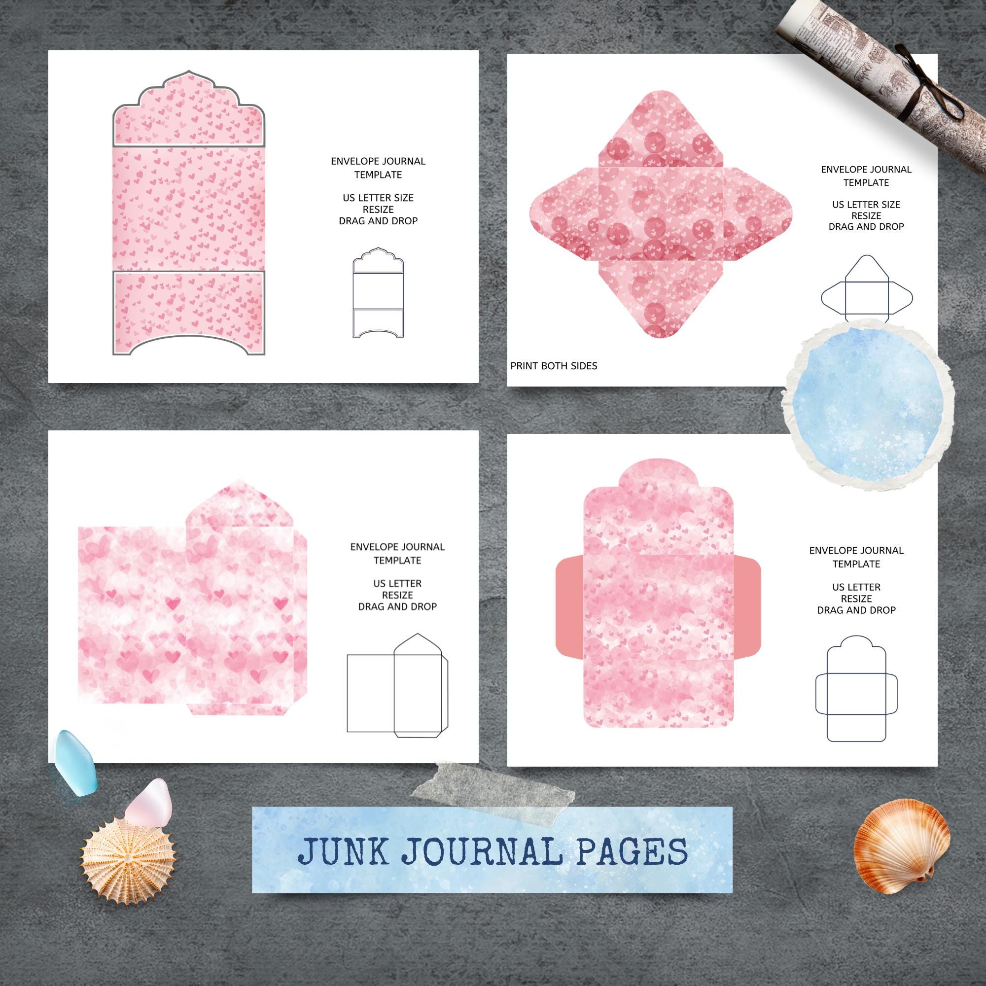 Valentine Heart Envelope Templates : 8 Love Envelopes Printable ...