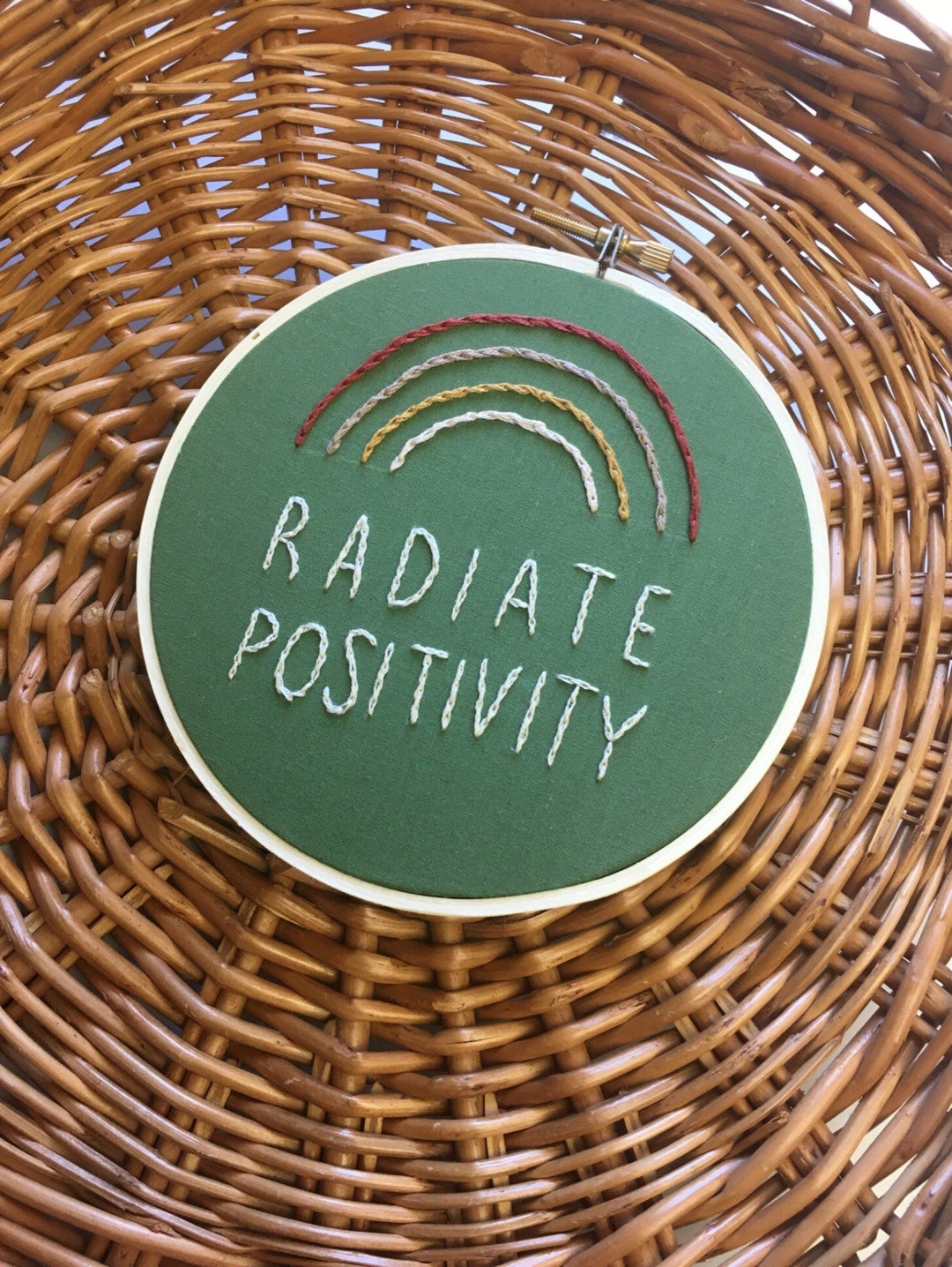 Radiate Positivity Rainbow Art Neutrals Hand Embroidery 5 Inch - Etsy