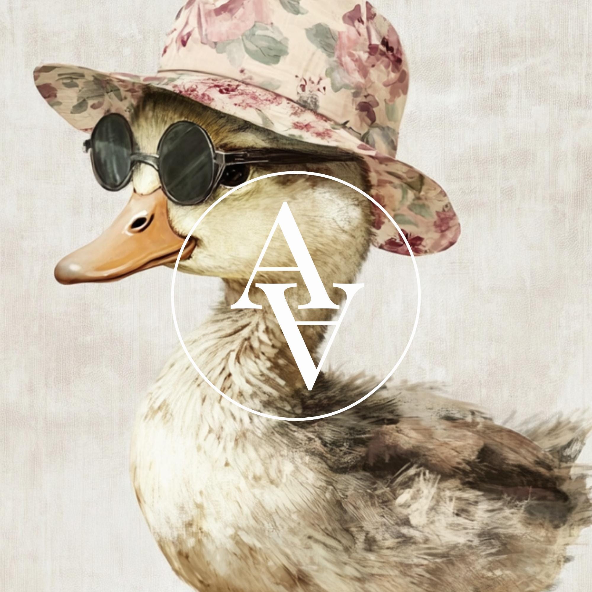 Duck | Vintage Duckling Portrait Painting | Farm Animal Print ...