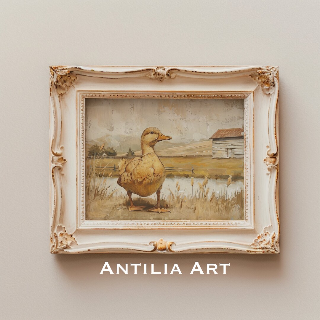 Duckling | Vintage Duck Portrait Painting | Pond Landscape Art Print ...