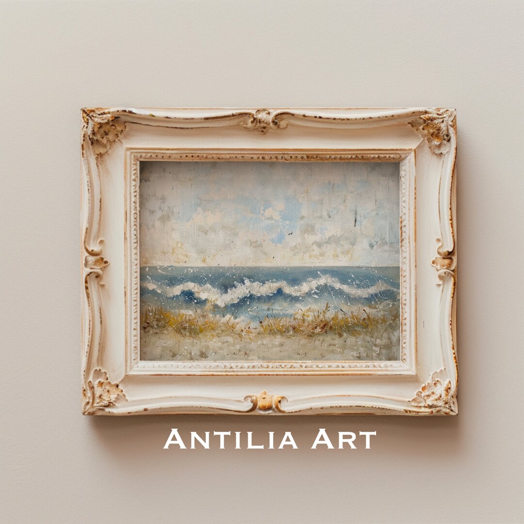 Ocean Seascape | Vintage Coastal Beach Oil Painting | Digital Download ...