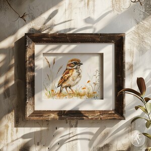 Sparrow | Bird Print | Vintage Bird Portrait Watercolor Painting ...