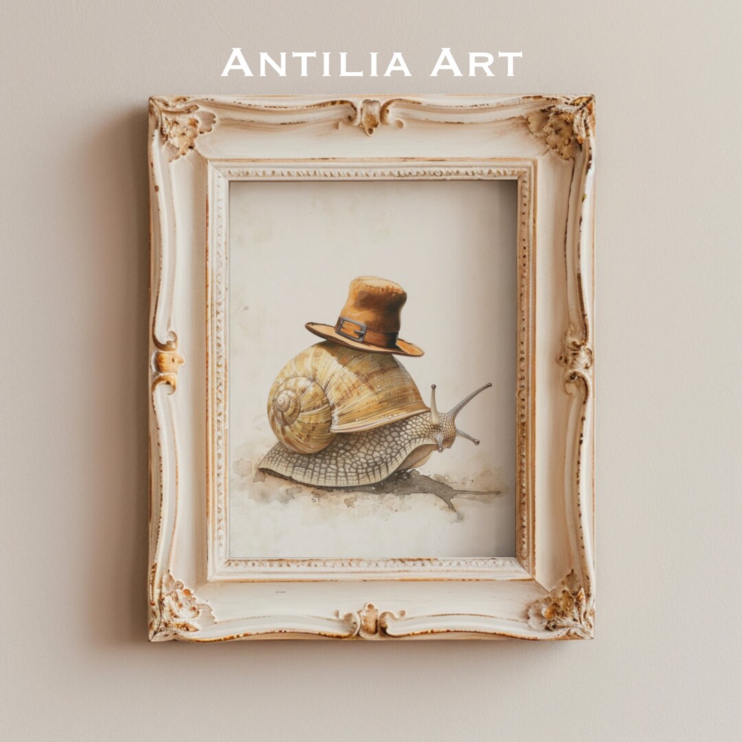 Snail | Vintage Slug Portrait Painting | Phylum Mollusca Nursery Decor ...