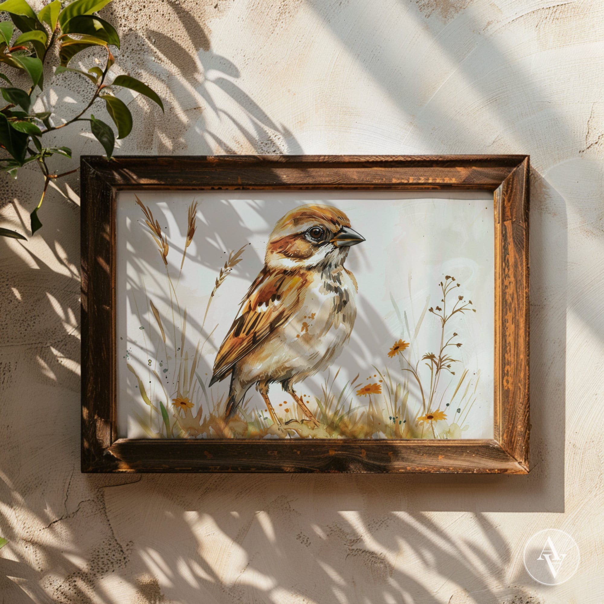 Sparrow | Bird Print | Vintage Bird Portrait Watercolor Painting ...