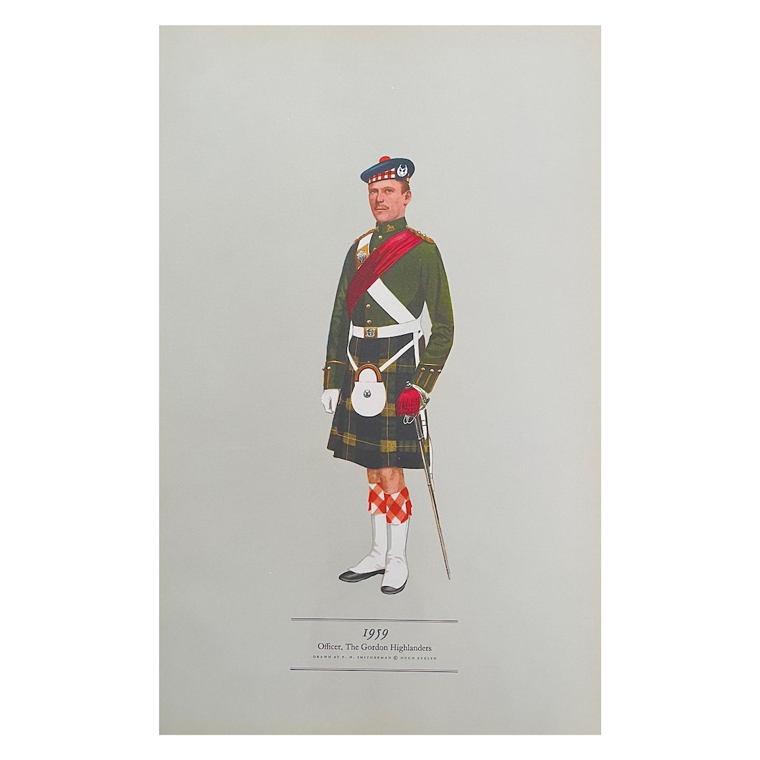 1963 Military Print, Vintage Military, Scottish, Soldier, Army Print ...