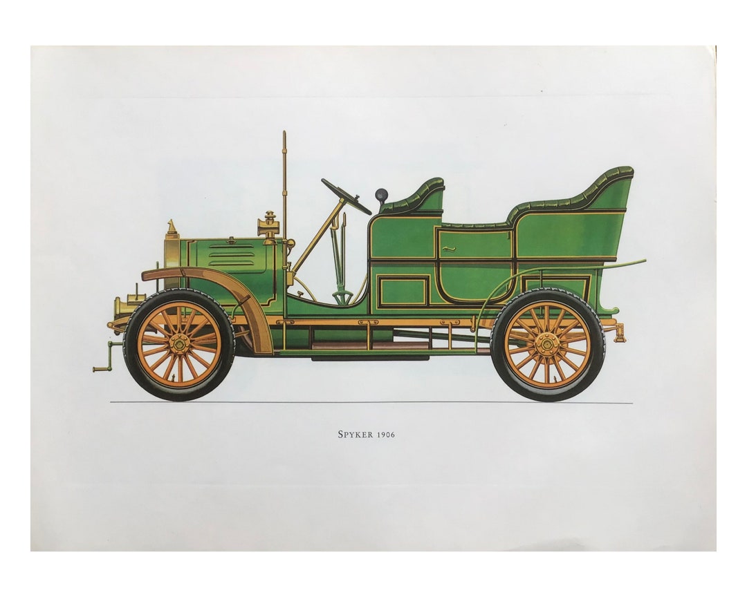 1964 Vintage Car Print, Spyker 1906, Original Vintage Print , Poster ...