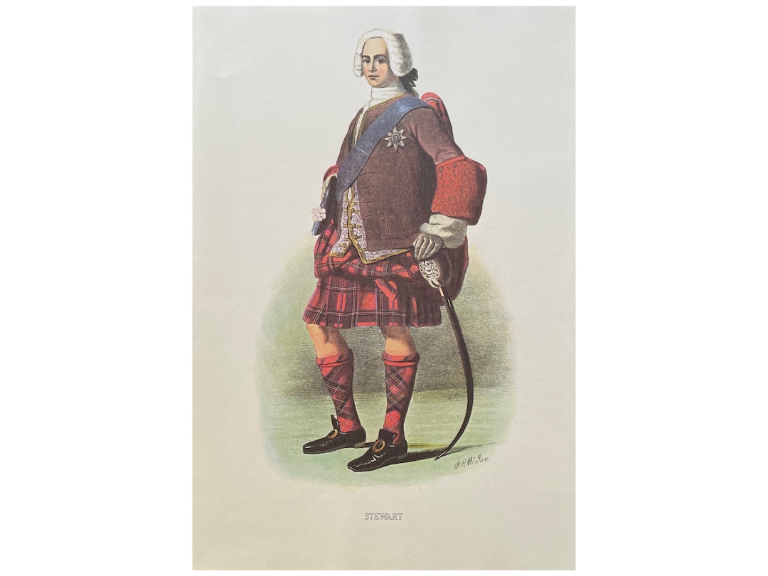 Vintage Print, Scottish Clans, Large Print, Stewart, Scottish Print ...