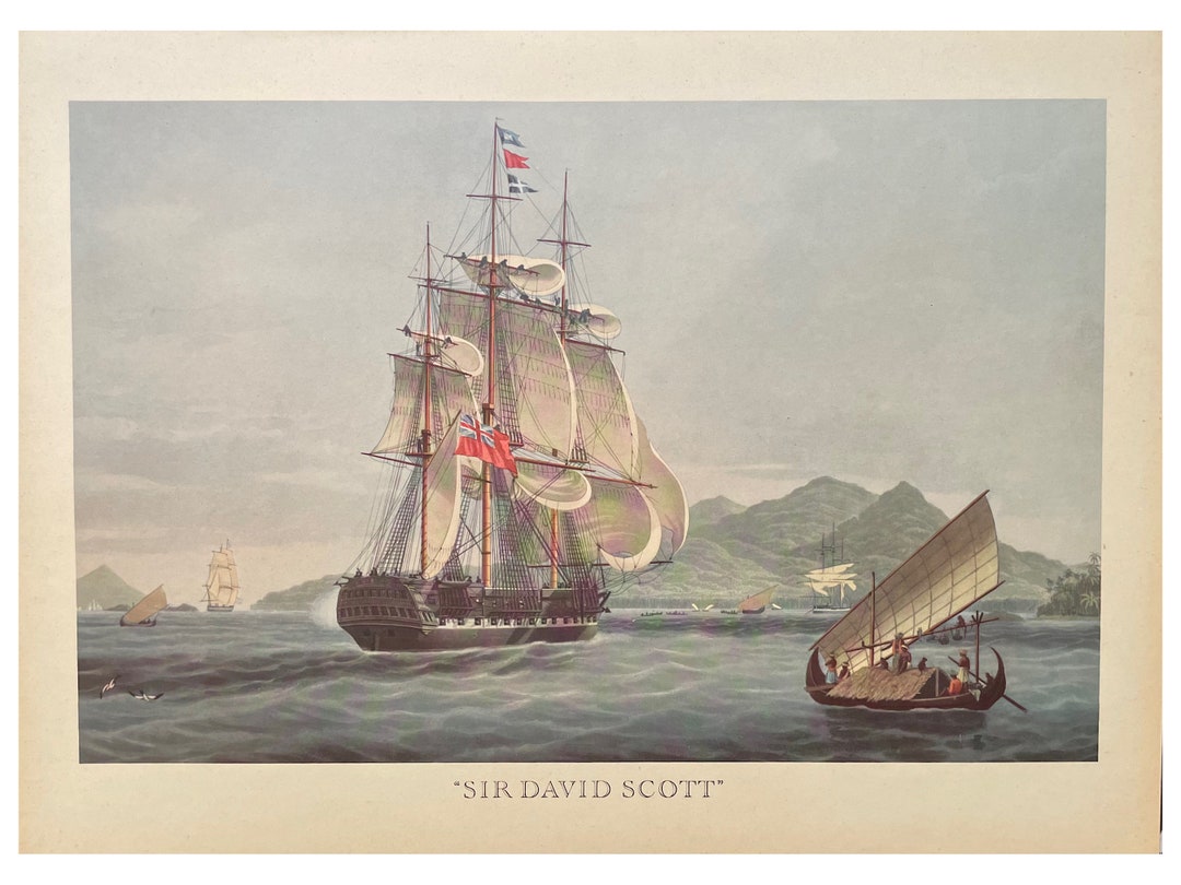 Sailing Ship Print, 1958, Sir David Scott, Ship Print, Maritime Print ...