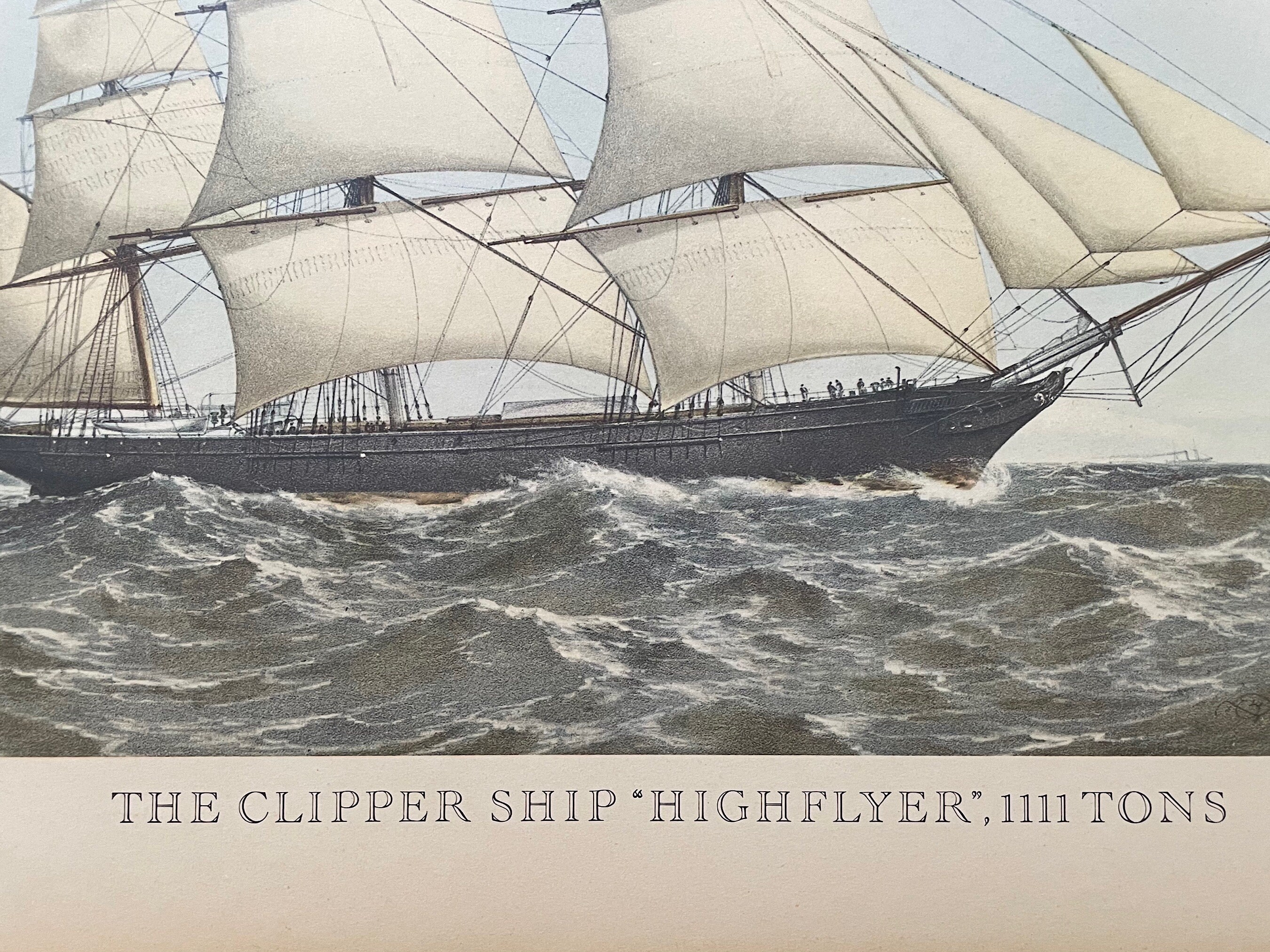 Sailing Ship Print, 1958, Clipper Ship, High Flyer, Old Print, Vintage ...