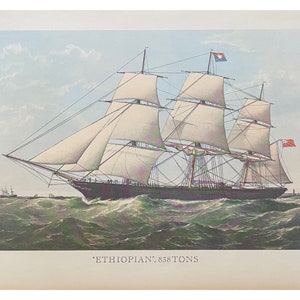 Sailing Ship Print, 1958, South Sea Whale Fishery, Maritime Print ...