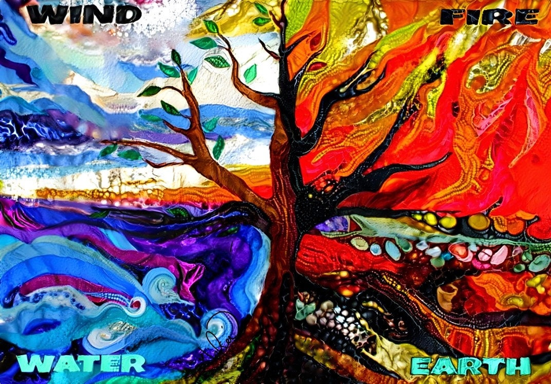 Earth Wind Fire Water Elements Canvas Art Spiritual Inspirational Bold ...