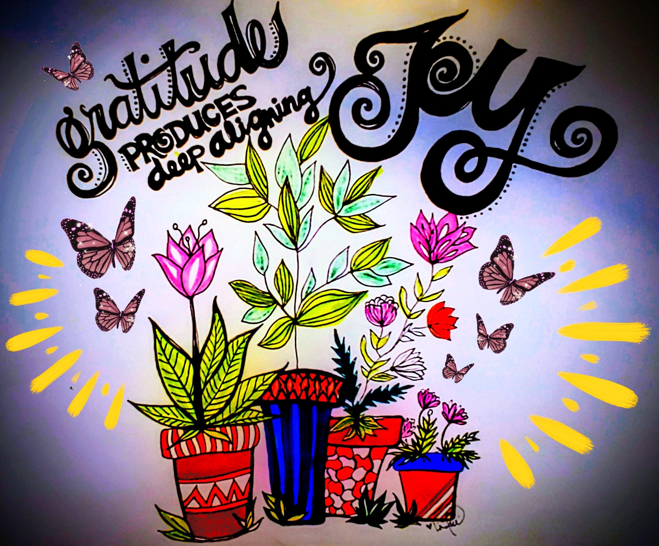 Gratitude Joy Flower Pots Spring Aligning Alignment Art Creative ...