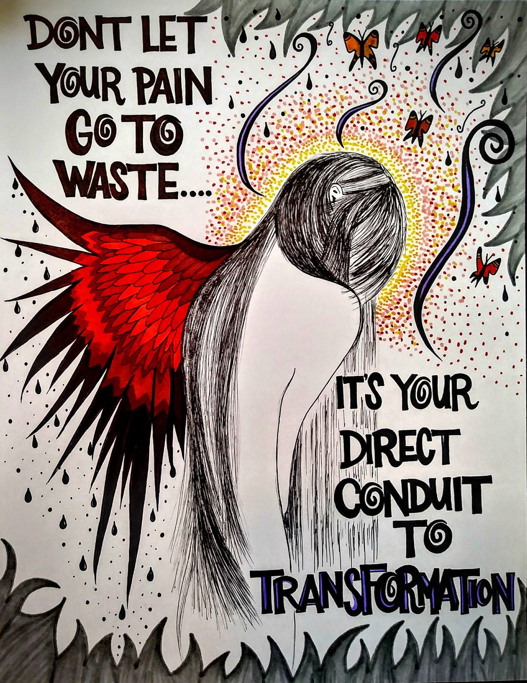 TRANSFORMATION Angel Art Wings Beauty Butterflies Canvas Spiritual ...