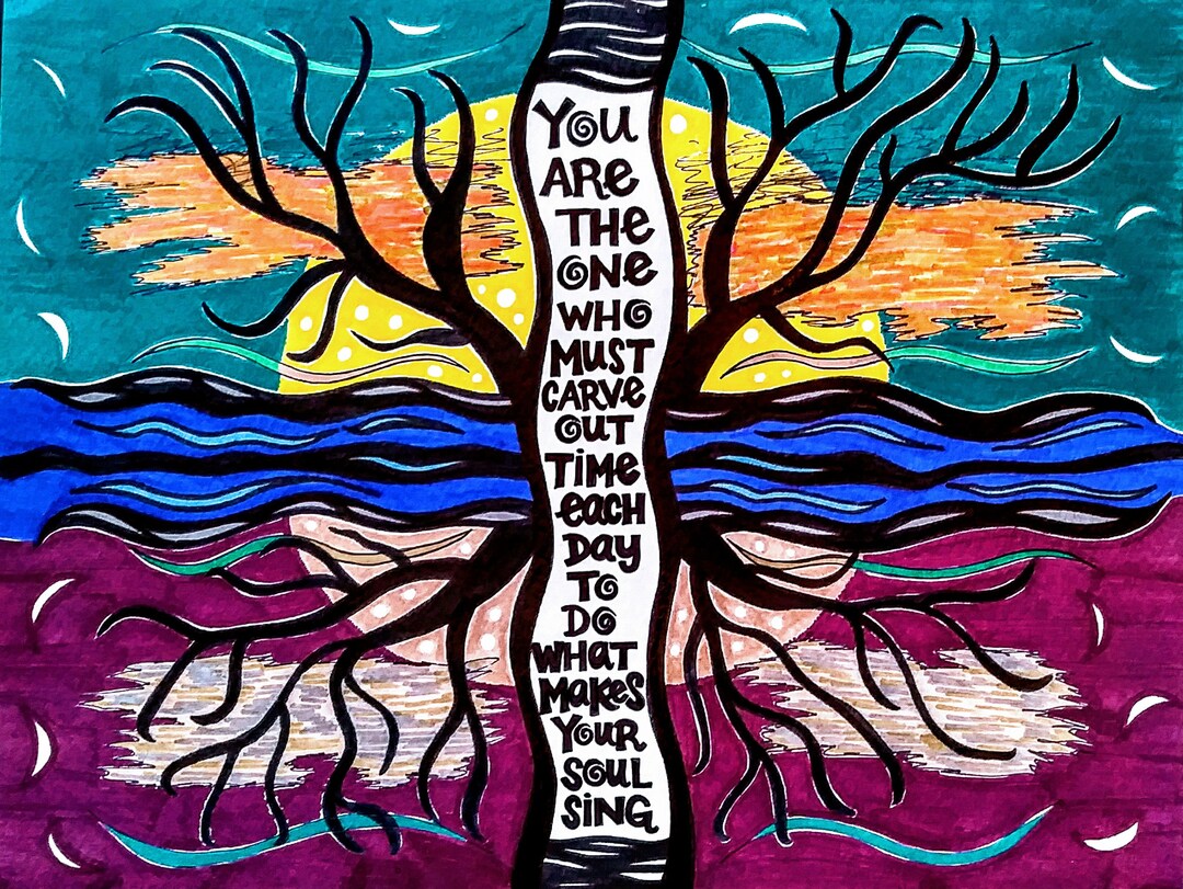 Carve Time Tree Canvas Print Spiritual Inspirational Bright Fun Art ...