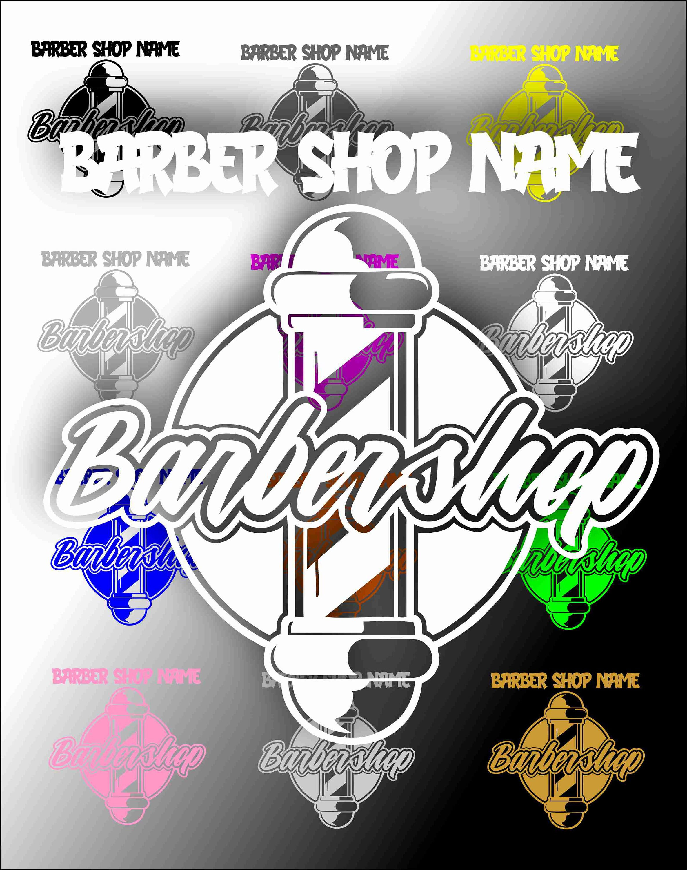 Barbershop Logo Name Vinyl Decal Sticker - Etsy