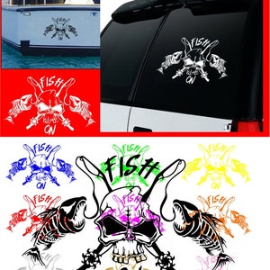 Fish on Skull Vinyl Decal Sticker - Etsy