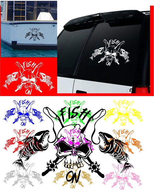 Fish on Skull Vinyl Decal Sticker - Etsy