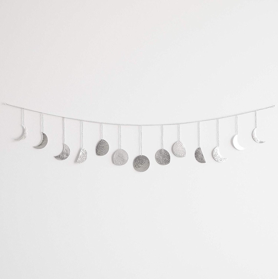 Silver Beautiful Moon Phase Hammered Metal Decor | Etsy