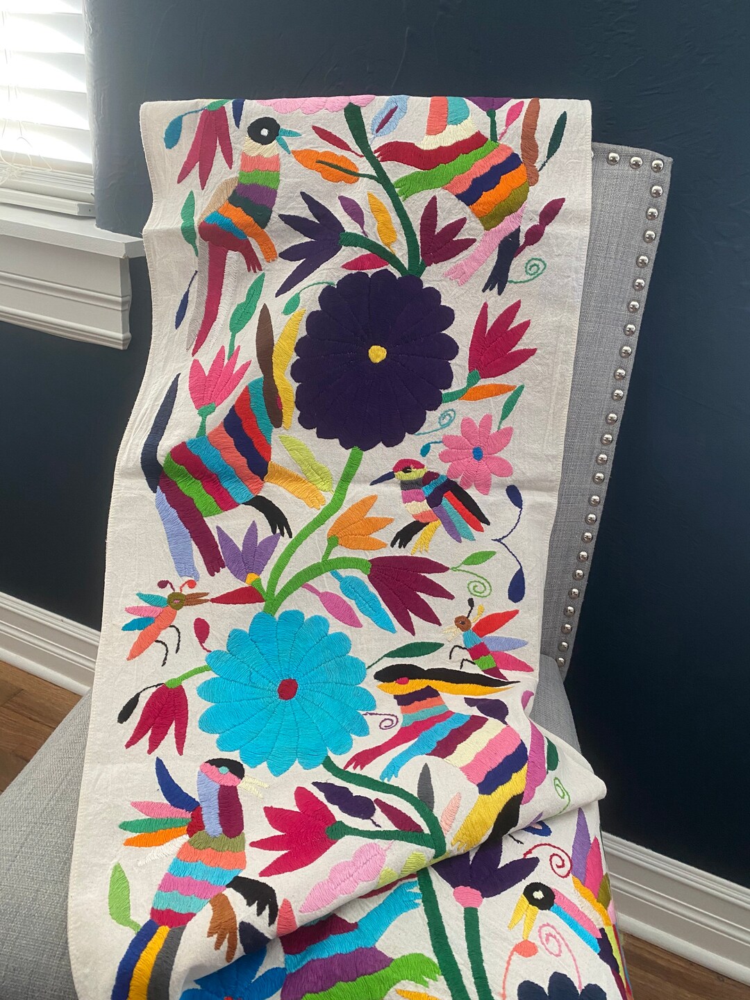 HAND EMBROIDERED OTOMI // Table Runner // Mexico - Etsy