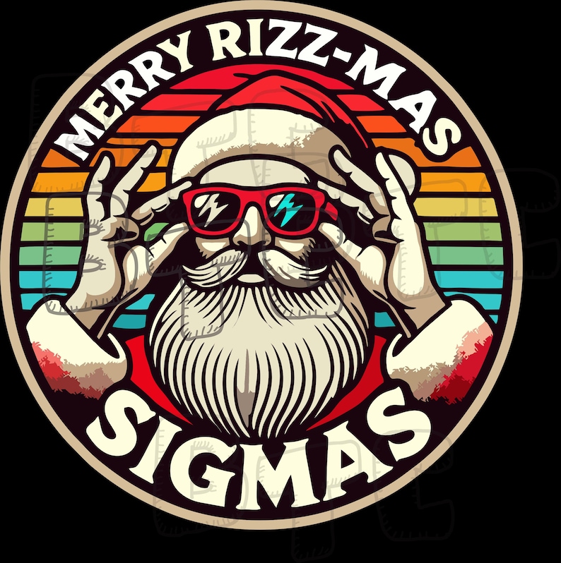Retro Merry Rizzmas Sigmas PNG - Funny Santa Christmas Sublimation ...
