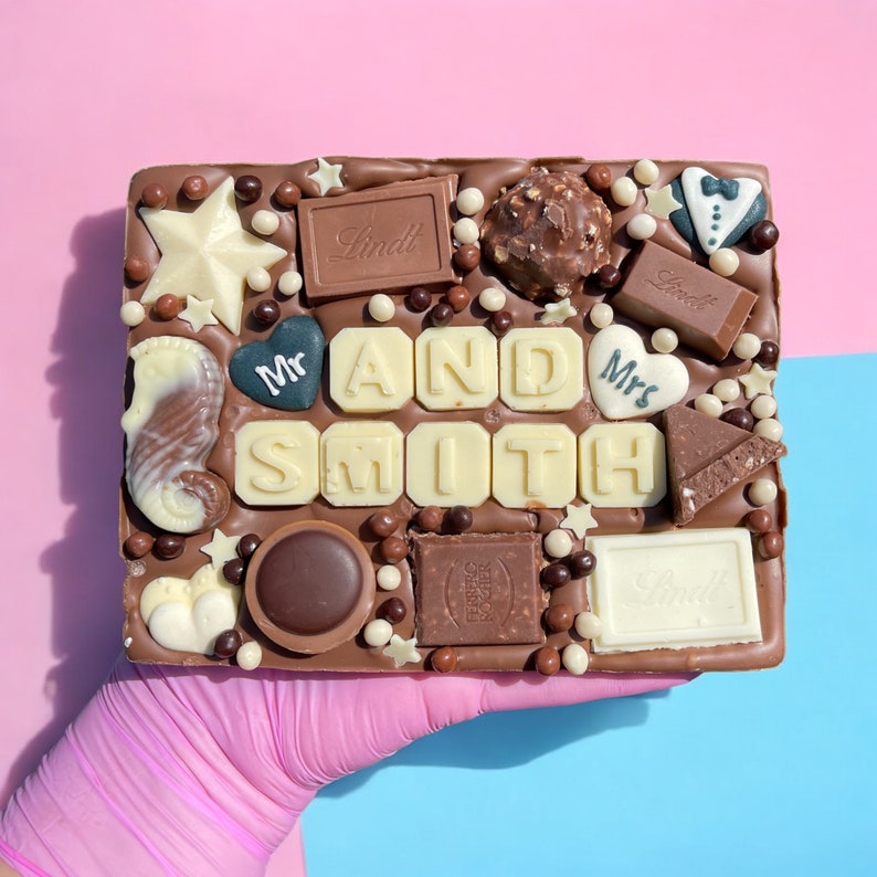 Mr & Mrs Chocolate Slab- Choice of Toppings! - Etsy UK
