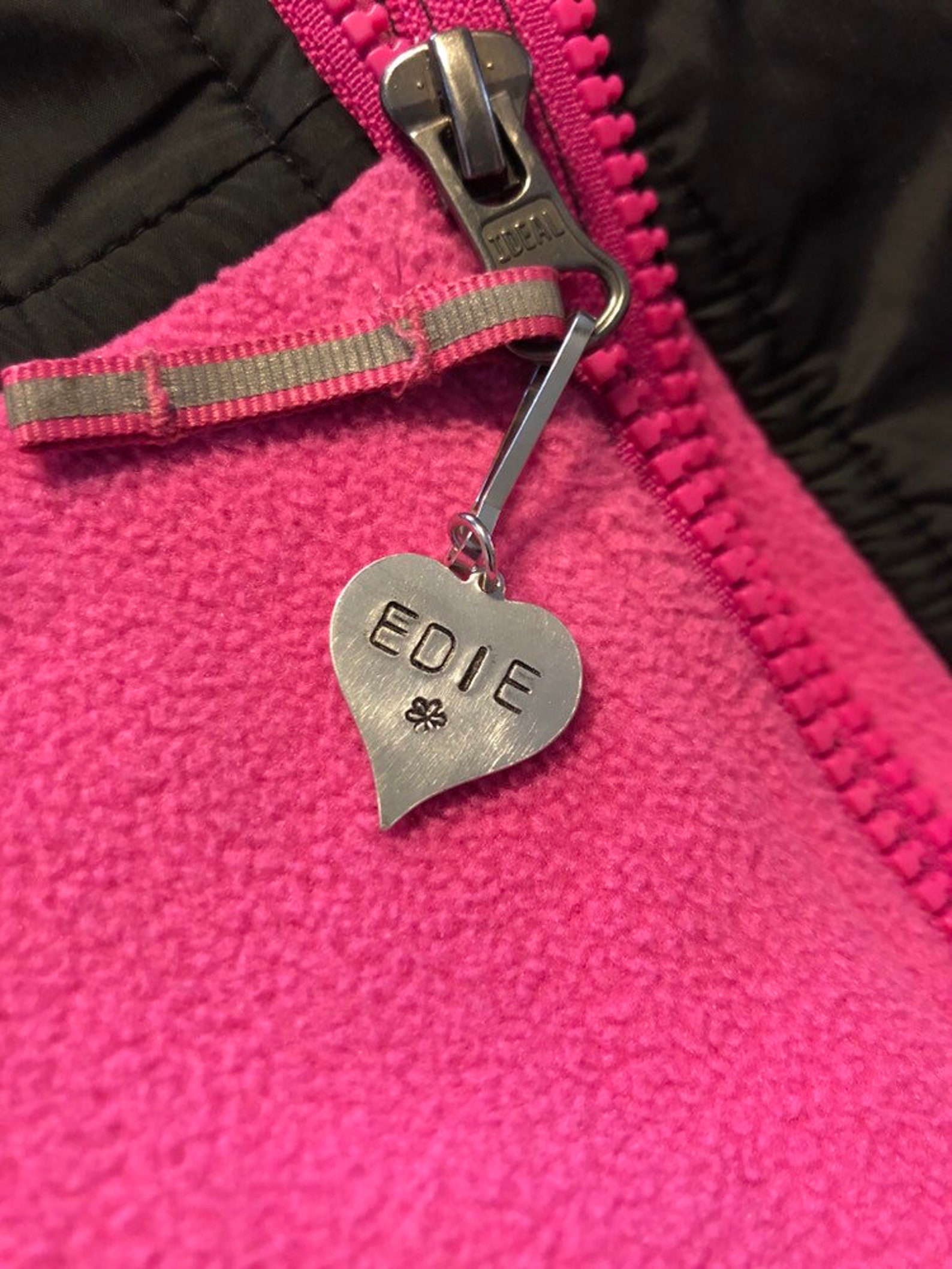 Heart-shaped Zipper Pull Personalized Handstamped Girls | Etsy