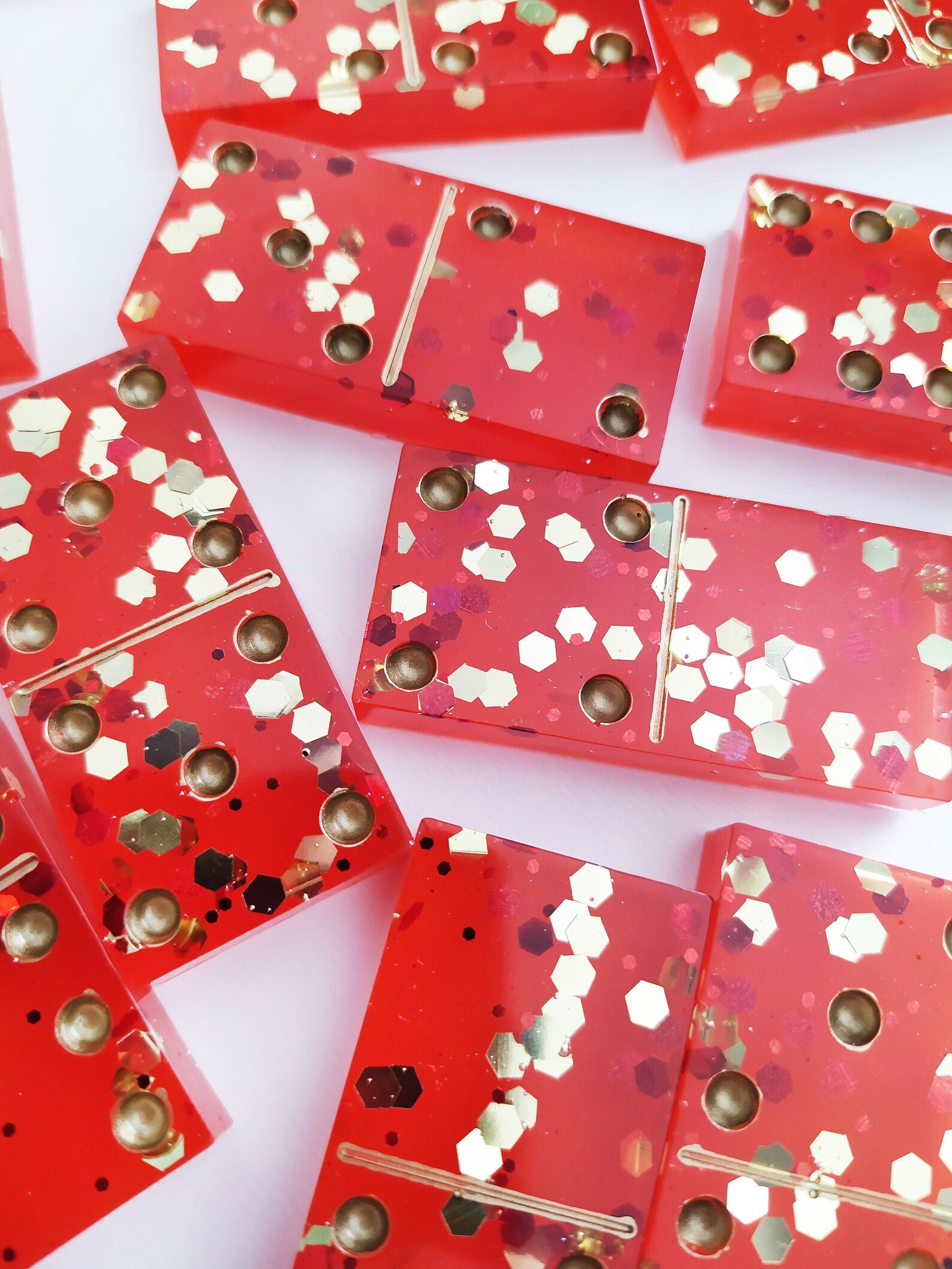 Handmade Dominoes/ Red Dominoes/ Resin Dominos/dominos Set of | Etsy