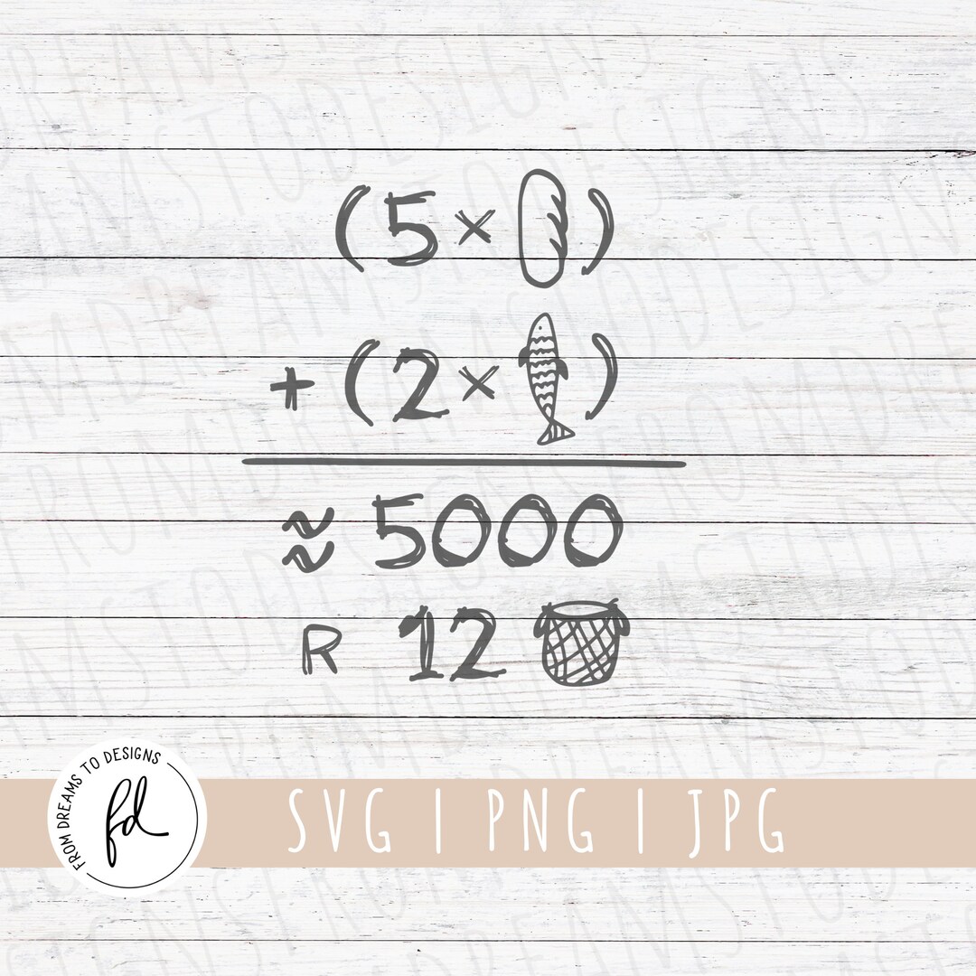 5 Loaves 2 Fish Svg Five Plus Two Equals Five Thousand Svg Christian ...