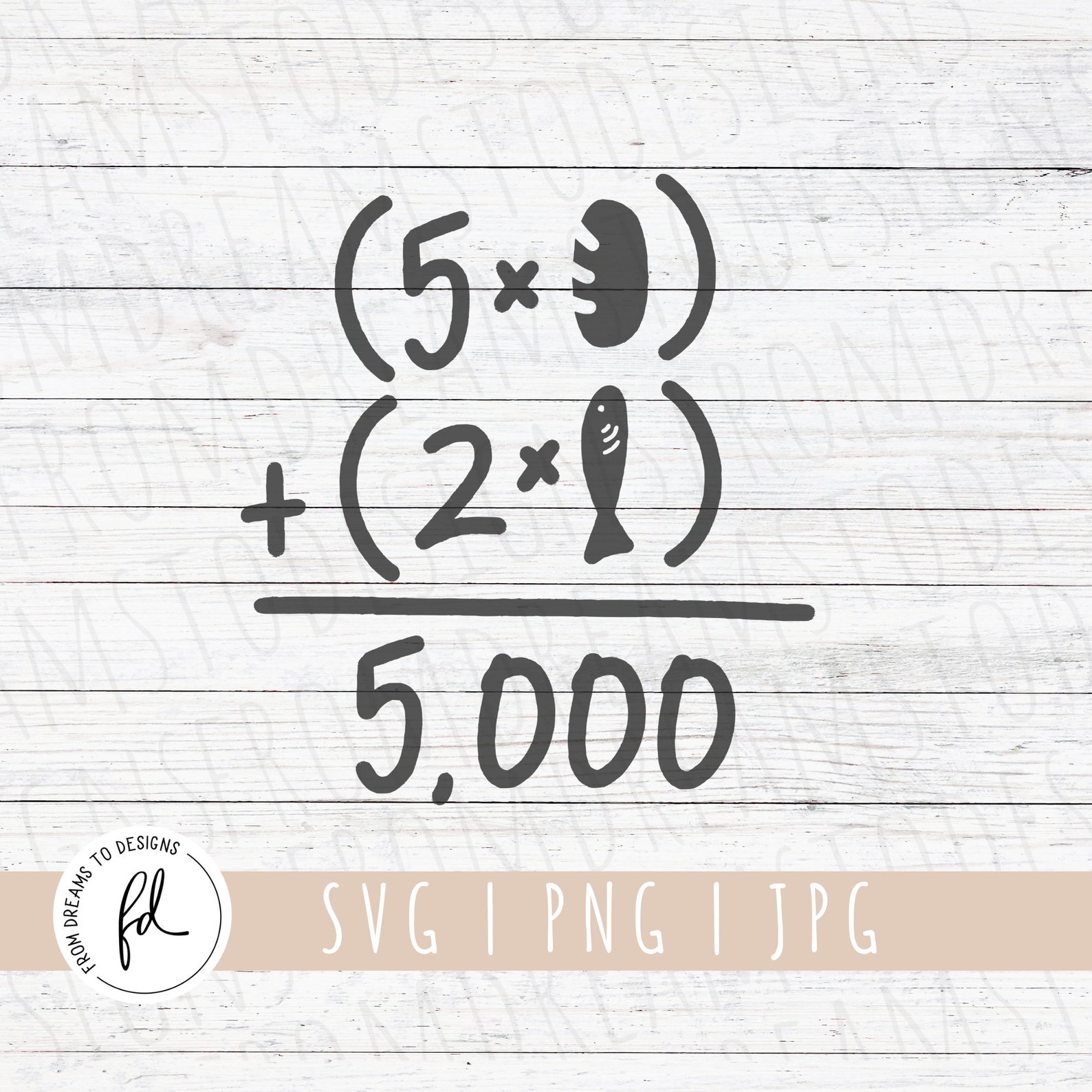 5 Loaves 2 Fish Svg - Five Plus Two Equals Five Thousand Svg ...